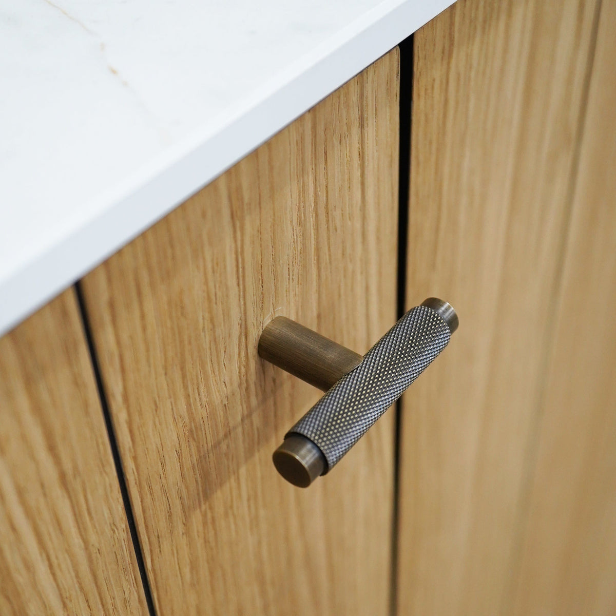 Antique Brass Single T-Bar Cabinet Pull | Knurled Bronze Cabinet Pulls – Plank Hardware